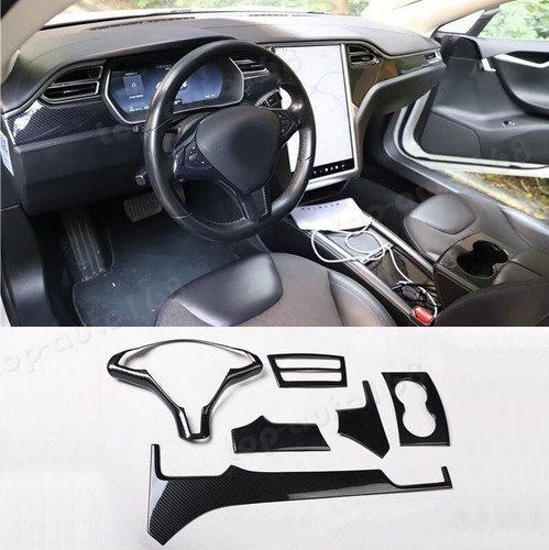 ABS Carbon Fiber Look Interior Decor Cover Trim 6PCS For Tesla Model S ...