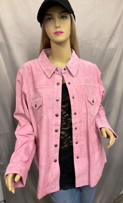 Denim & Co. Pink Washable Leather Suede Jacket 1X was $99.00 | eBay