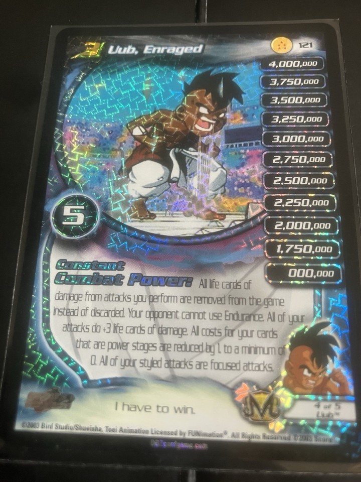 DBZ Dragon Ball Z FOIL Uub, Enraged 121 CCG Limited Kid Buu Saga (Light ...