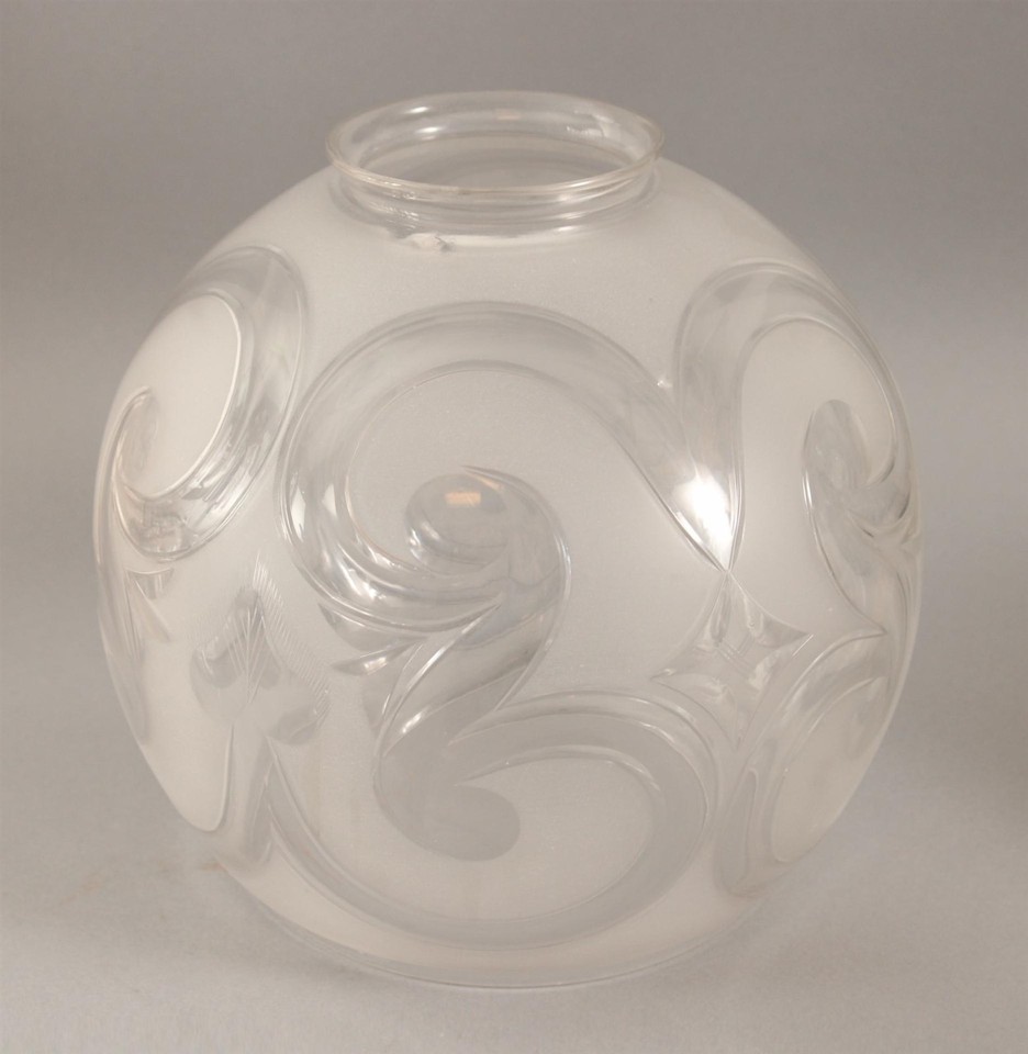 Large RARE Antique 19thC Argon Oil Lamp Cut Glass Globe Shade & Crystal ...