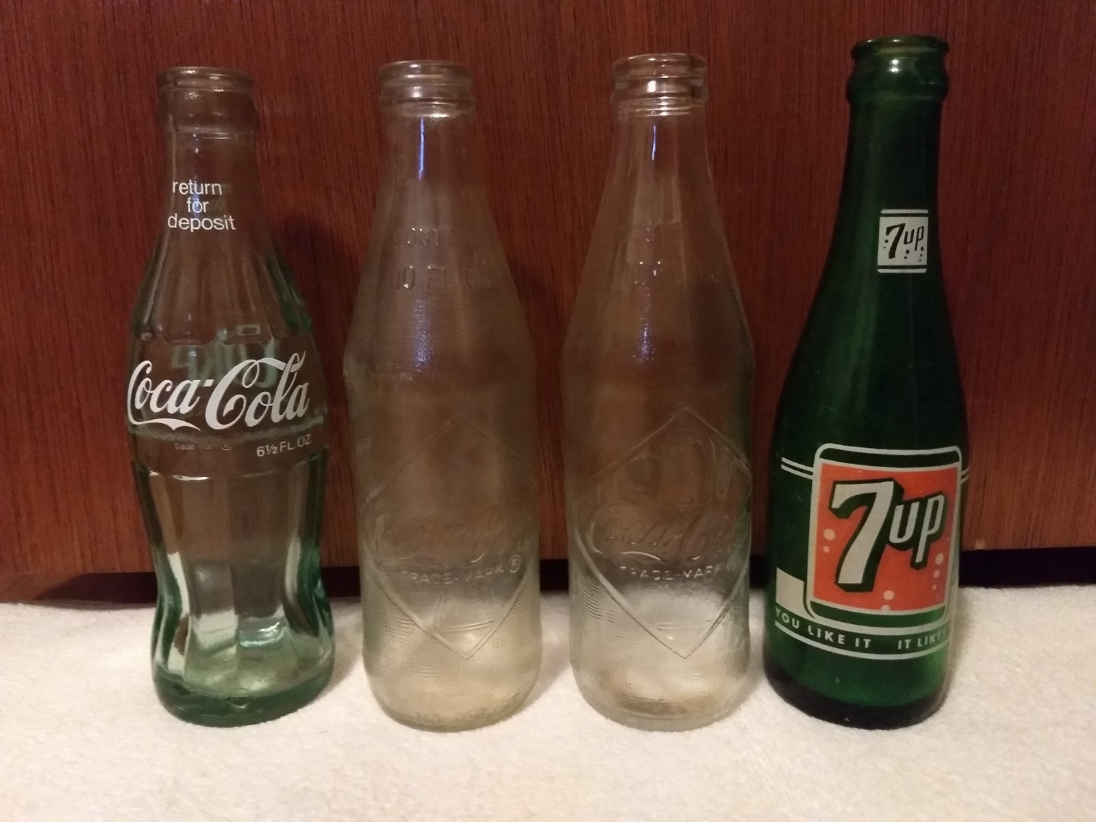 Lot of 4 Vintage Coca-Cola & 7-Up Bottles, 2 w/ Diamond Logos, 1 From Nashville | eBay
