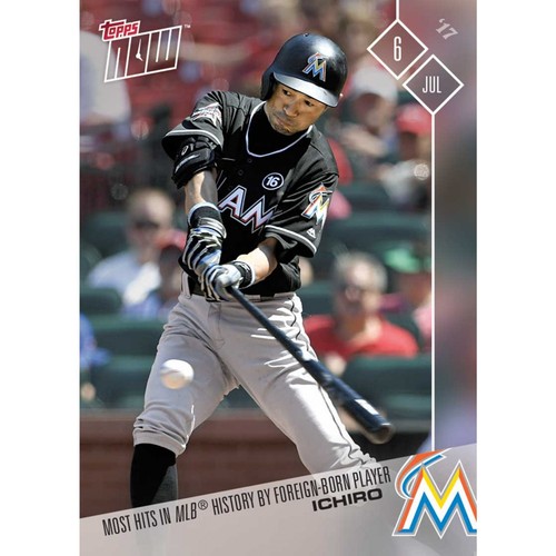ICHIRO SUZUKI MIAMI MARLINS MOST HITS IN MLB HISTORY TOPPS NOW 2017 ...