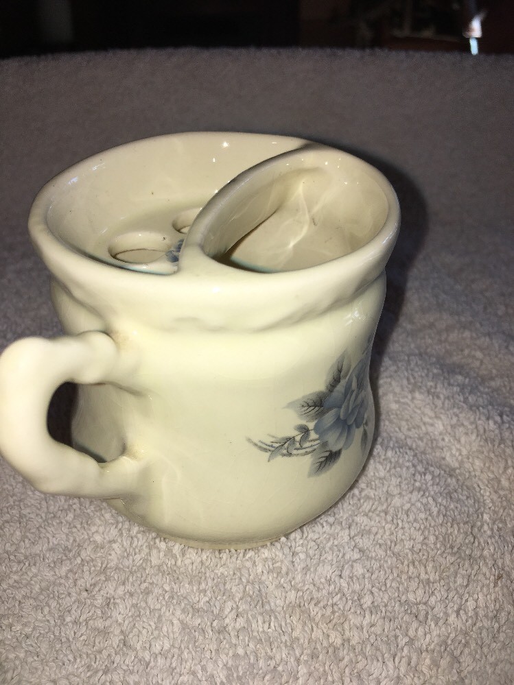 Vintage Porcelain Shaving Mug w/ Beautiful Blue Roses Design, VB Athena ...