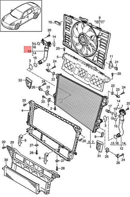 10 Porsche Panamera S Coolant Hose to Radiator Right 97010623201 for ...