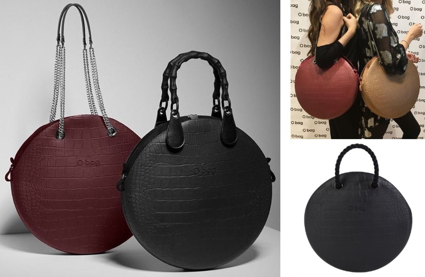 OBAG BLACK & PINK Round Coccodrillo Inverno Embossed Eva Compound Beach ...