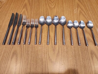 17 PC Hampton Silversmiths Stainless RITZ Hexagonal Flatware Forks ...