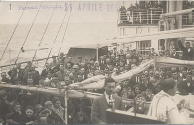 ORIGINAL 1925 POSTCARD PHOTO OF SS DUILIO SHIP W/ MANY PASSENGERS ONE ...