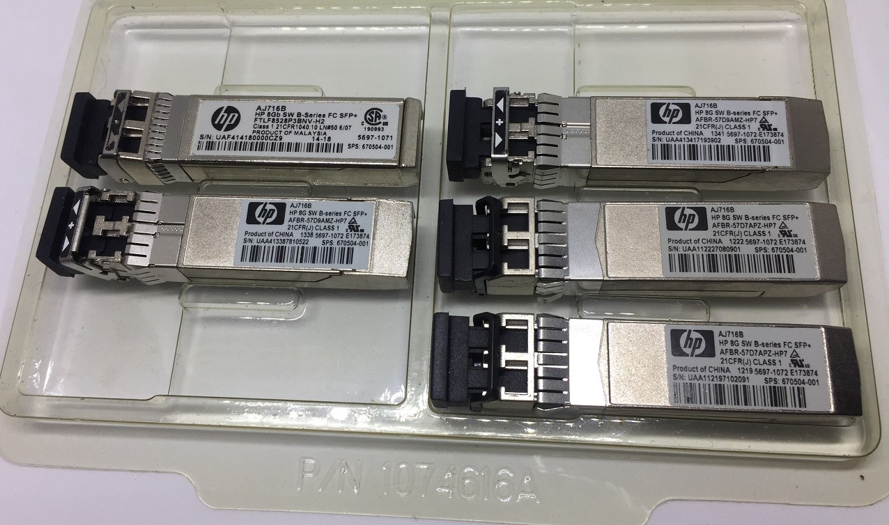 HP AJ716B B-series 8-Gigabit Fibre Channel SFP+ shortwave Transceiver ...