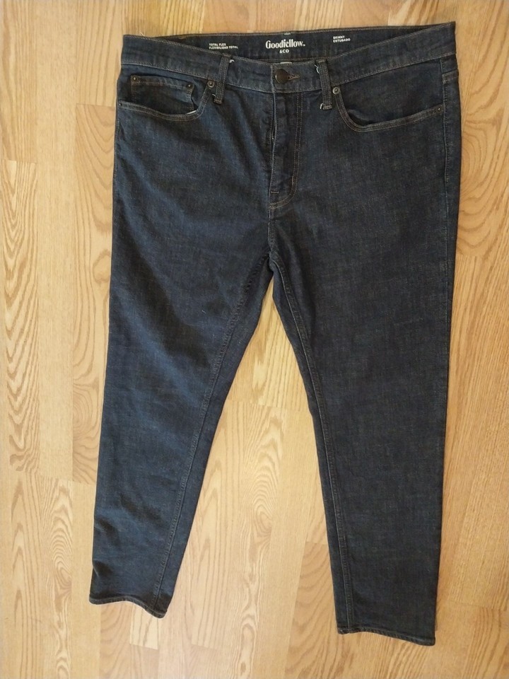 GOODFELLOW JEANS TOTAL FLEX SKINNY BLUE DENIM MEN'S 37 X 30 Read!! | eBay