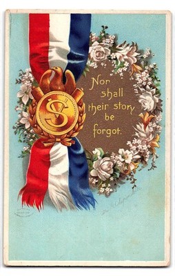 Early 1900's Signed Clapsaddle Patriotic Memorial Postcard Red White ...
