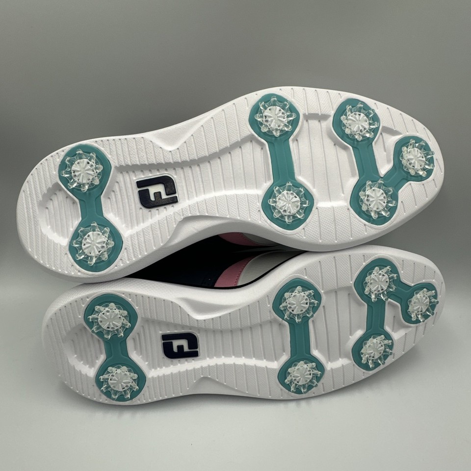 FJ FootJoy New Wave Traditions Golf Shoes - White/Navy/Pink - 57959 ...
