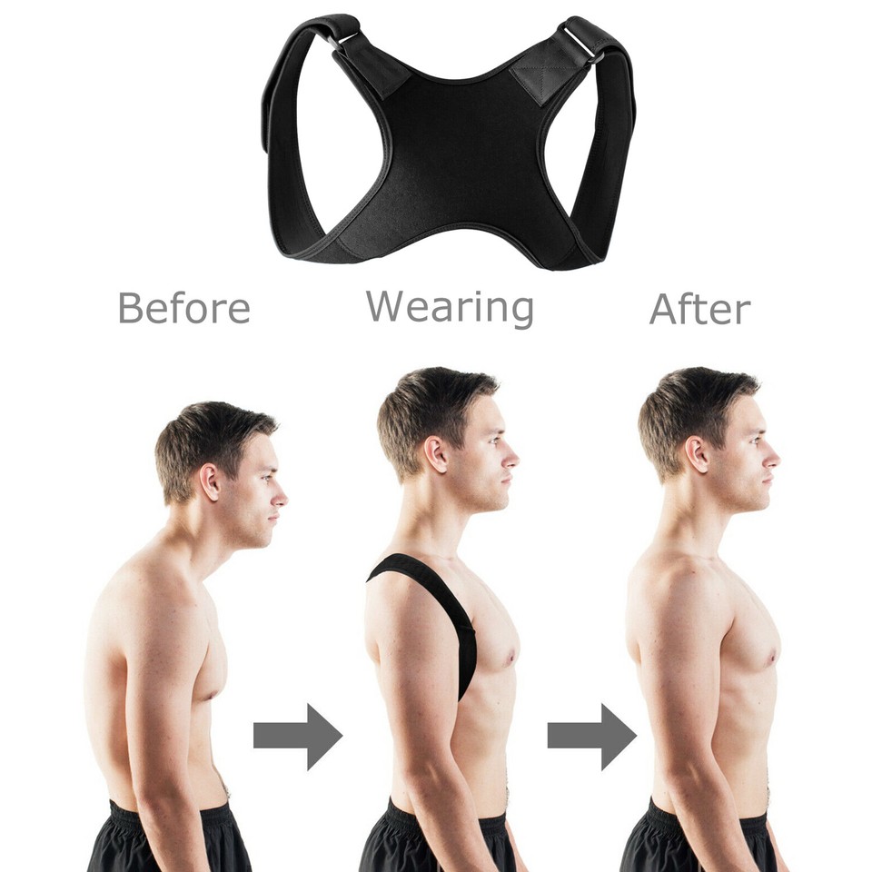 Back Posture Corrector Shoulder Straight Support Brace Belt Therapy Men ...