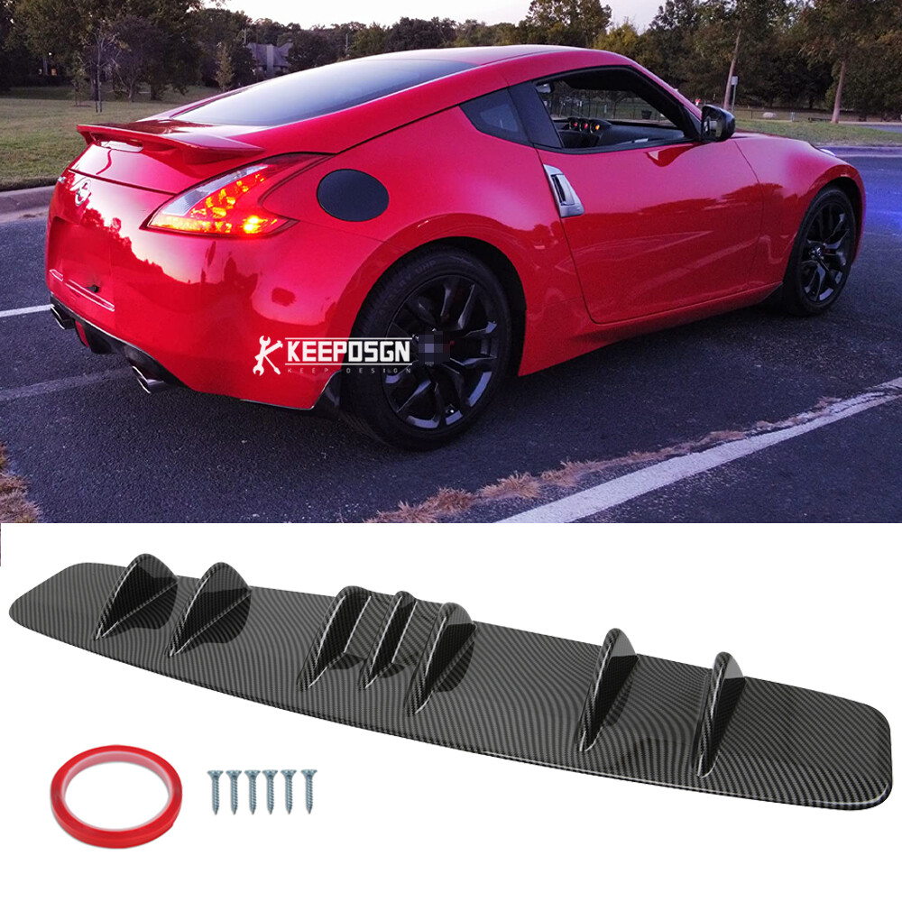 For Nissan 370Z Carbon Fiber Look 7 Wing Fins Rear Bumper Diffuser ...