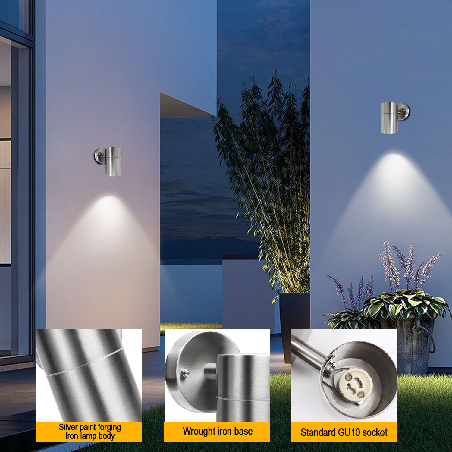 Outdoor Wall Light PIR Motion Sensor Up Down Exterior Sconce IP44 GU10 ...