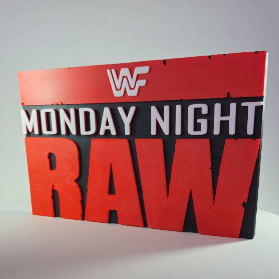 WWF Monday Night 3D printed stand 8" x 5" Wrestling free standing ...