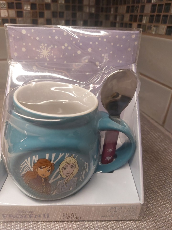 Disney Frozen II Blue Mug & Spoon Ana & Elsa Graphic (New In Package ...