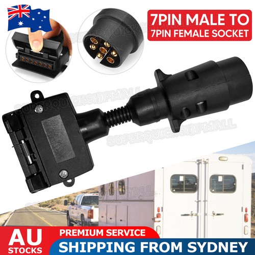 7 Pin Adapter Plug Round Male to Flat Female Trailer Caravan Boat ...