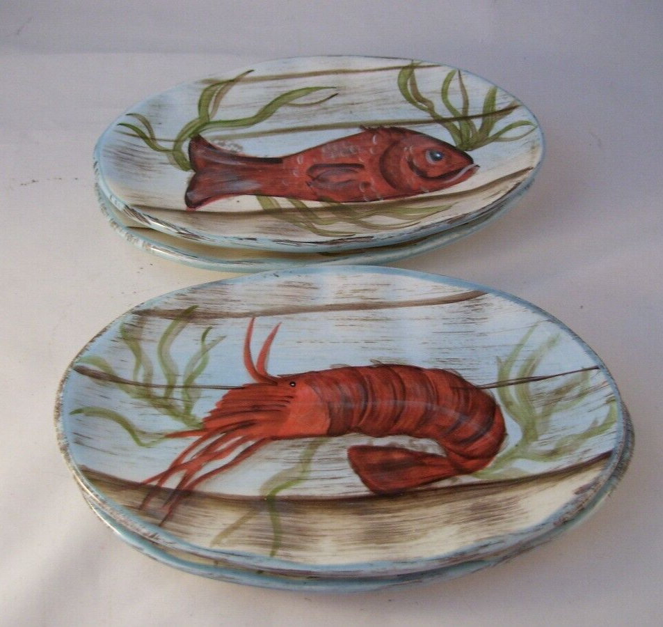 Certified International Fisherman's Catch Set of 4 Canape Plates Kate ...