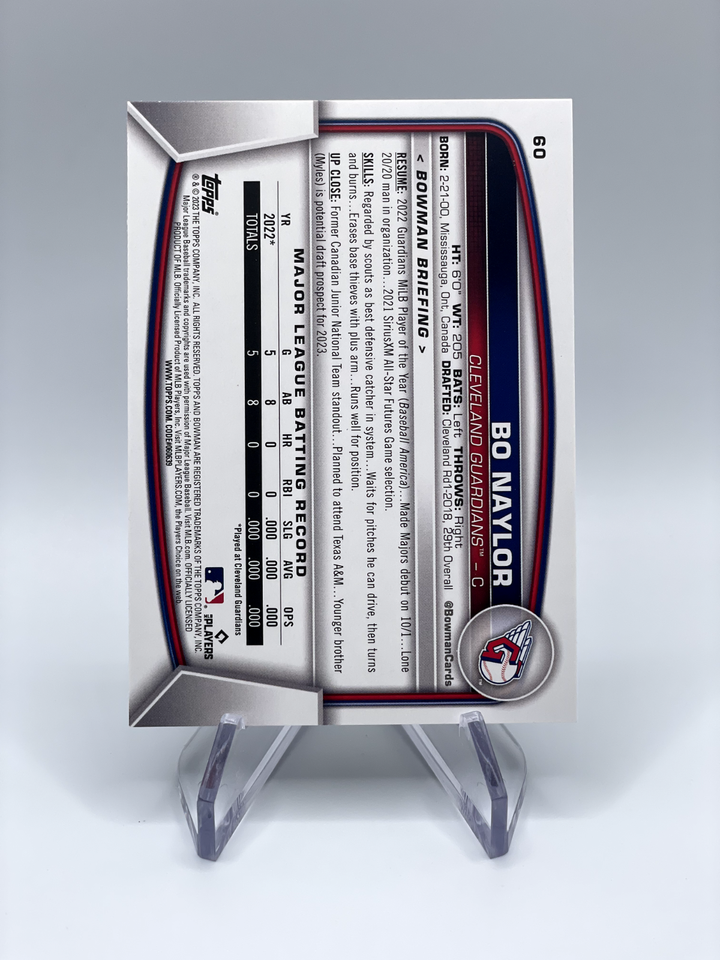 Bo Naylor 2023 Bowman Rookie Card #60 RC Cleveland Guardians | eBay