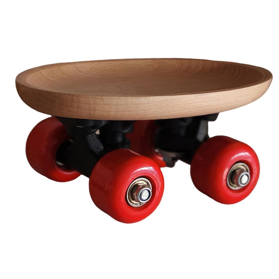 Durable Wooden Desktop Pulley Storage Tray with Rolling Wheels Chic ...
