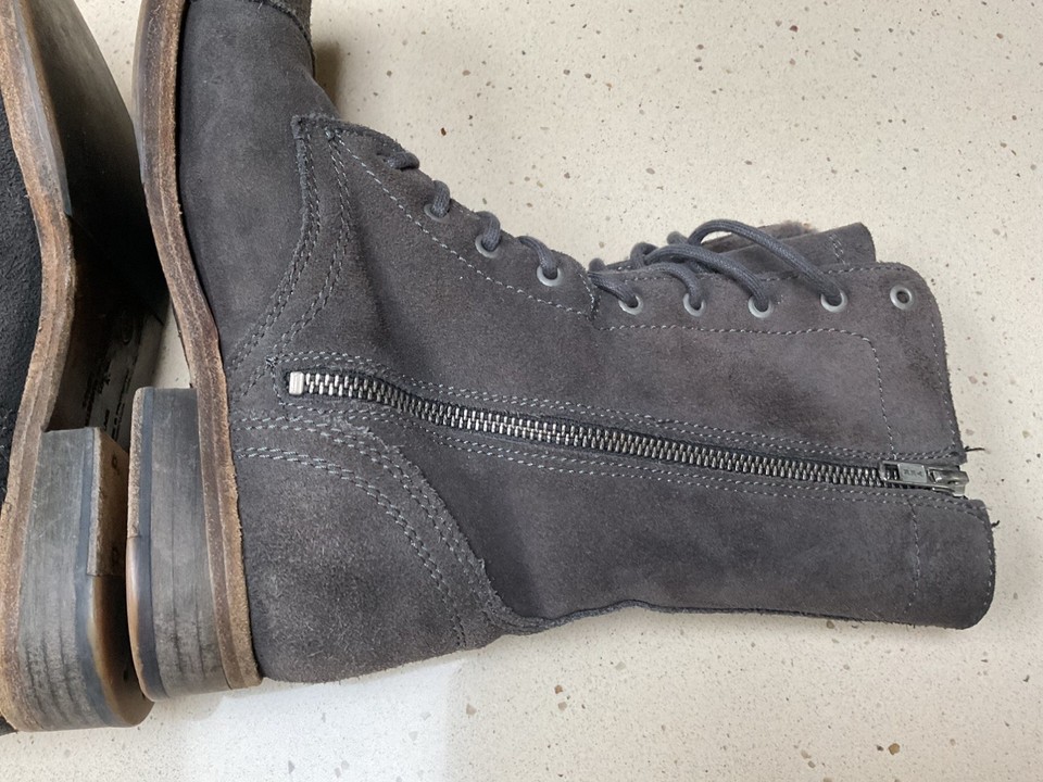 All Saints Suede Military laced Sheepskin wool Borg Lined Boots Size UK ...