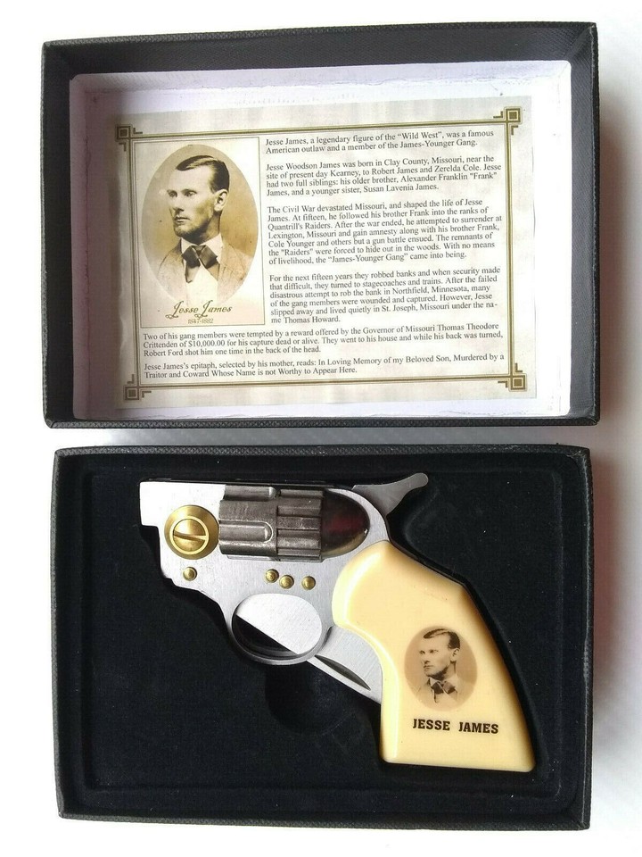 Jesse James Hand Gun Pistol Revolver Manual Open Pocket Knife Blade ...