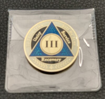 Three Year AA Chip Alcoholics Anonymous Medallion Coin 3 Blue | eBay