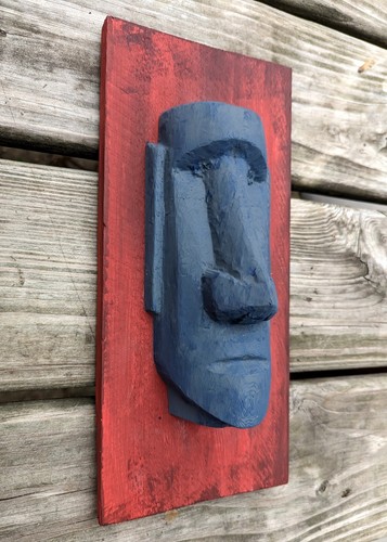 Wall Hanging Moai Head Tiki Mask -Easter Island Tiki Bar Art Decor ...