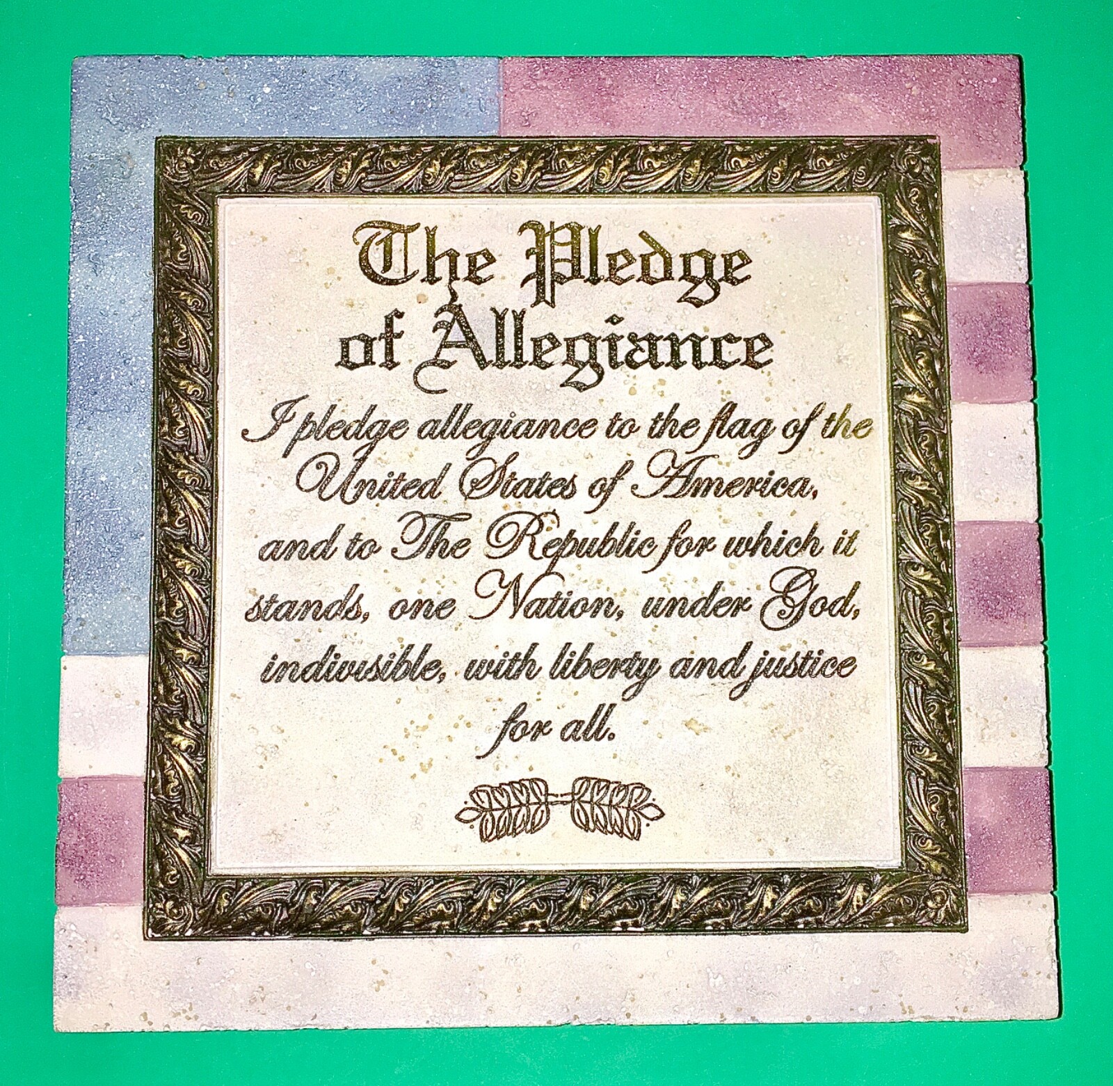 Stone Pledge Of Allegiance Plaque - Tabletop Easel and Hanging | eBay