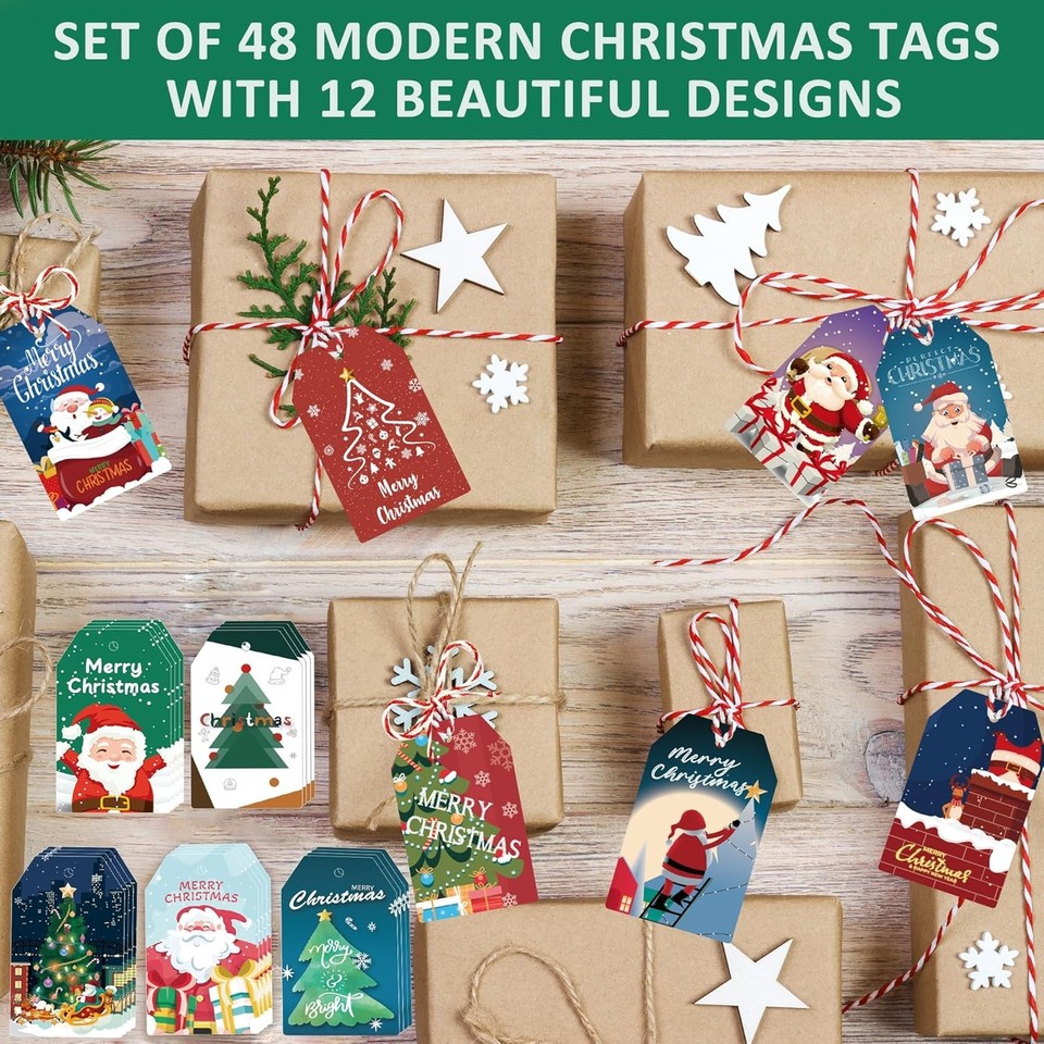 Cute Christmas Gift Tags – 48PCS Festive Holiday 3.15 X 1.96 Inches | eBay