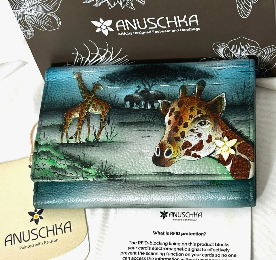 ANUSCHKA NWT🦒RFID Tri-Fold Wallet-Serengeti Dusk 1169-SRD | eBay