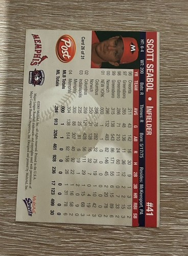 2005 Memphis Redbirds MultiAd Sports Scott Seabol Card #26 | eBay