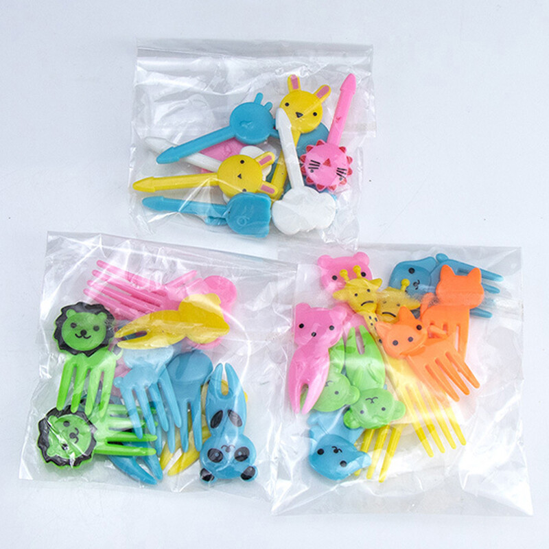 10Pcs Fruit Forks Mini Cartoon Animal Snack Dessert Cake Animal Decor ...