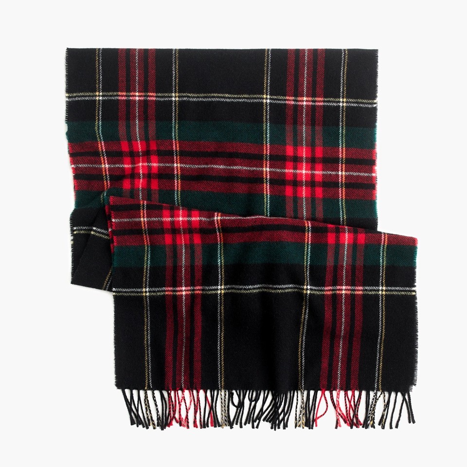 NWT J.CREW Tartan Scarf RED BLACK GREEN H3794 Made In Italy *plaid ...