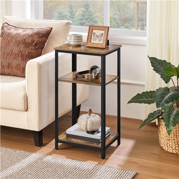 Side Table Bedside Table Rustic Telephone Table with Shelves for Home ...