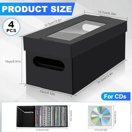 CD Storage Boxes,Cardboard CD Case Storage,CD Case Holder with 4 Pack | eBay
