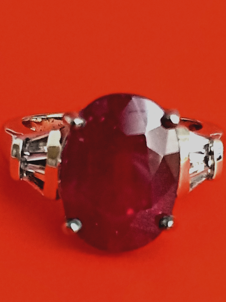9.05ct Niassa Ruby White Zircon Ring in Platinum Over Sterling Silver ...