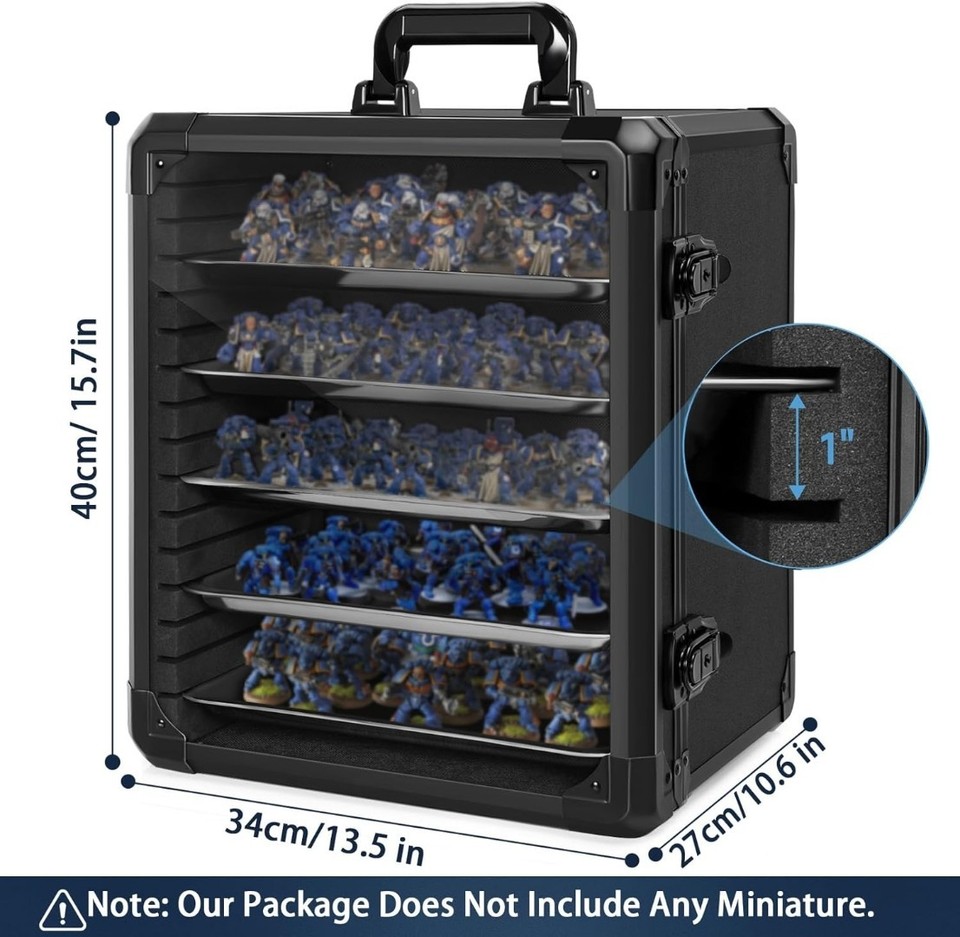 Miniatures Carry Case with Lock, Miniature Storage Case with 5 Metal ...