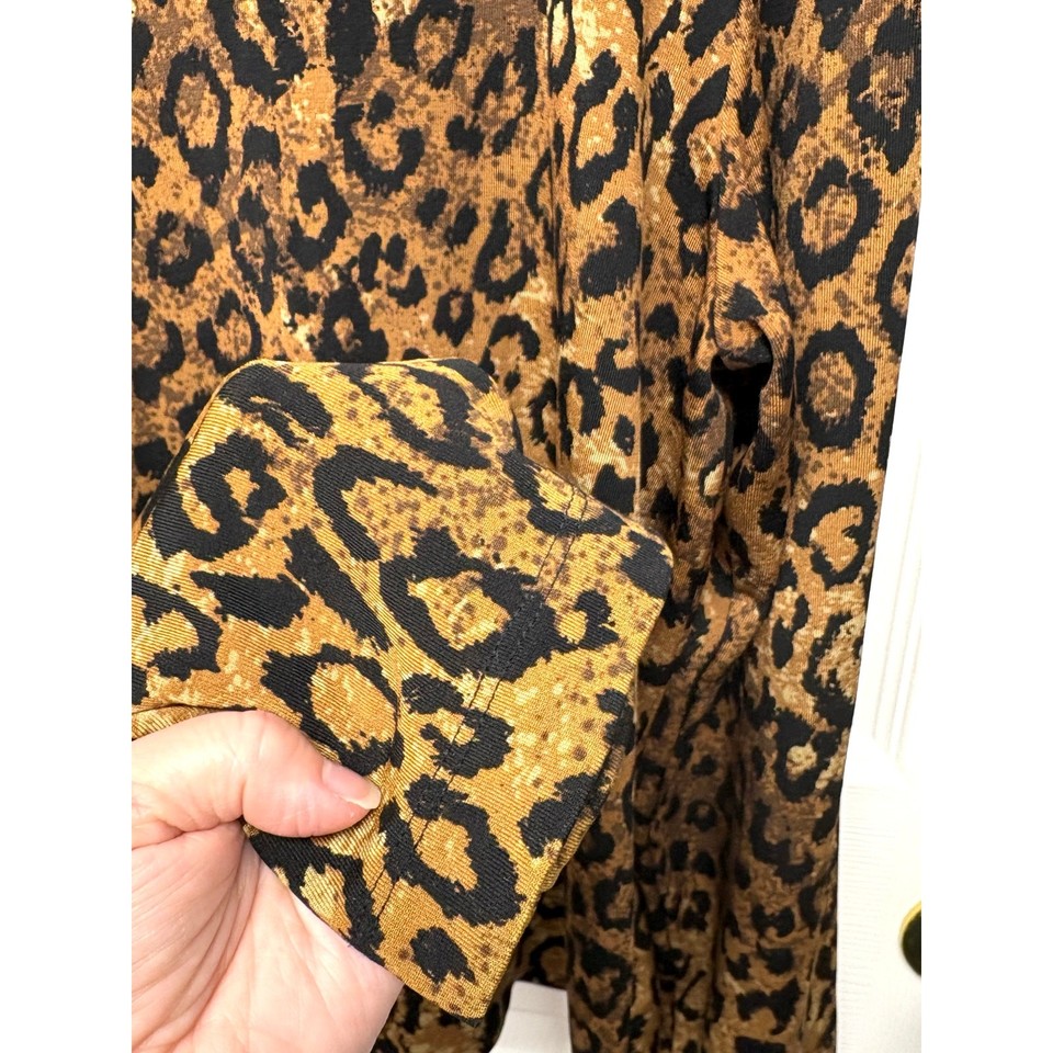 Chico’s Travelers Leopard Print Open Front Jacket Stretch Knit Size 3 ...