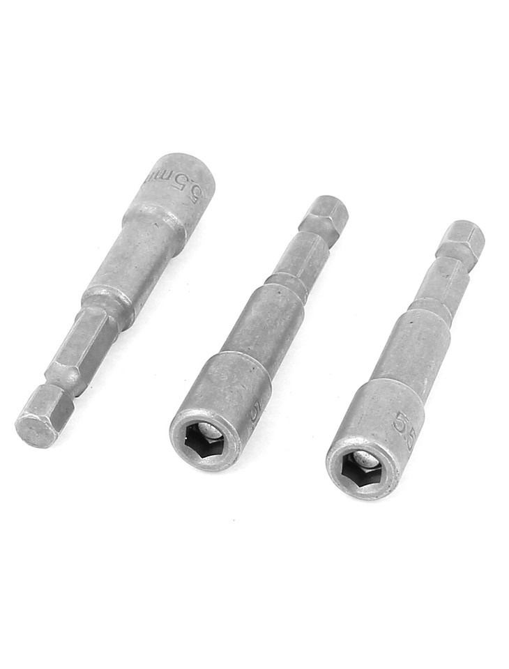3pcs 65mm Length 5.5mm Hex Socket Driver Bit Metal Shank Magnetic Nuts ...