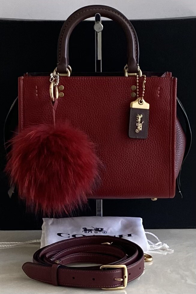 COACH+BRICK+RED%2FMULTI+COLORBLOCK+PEBBLE+LEATHER+ROGUE+25 for sale ...