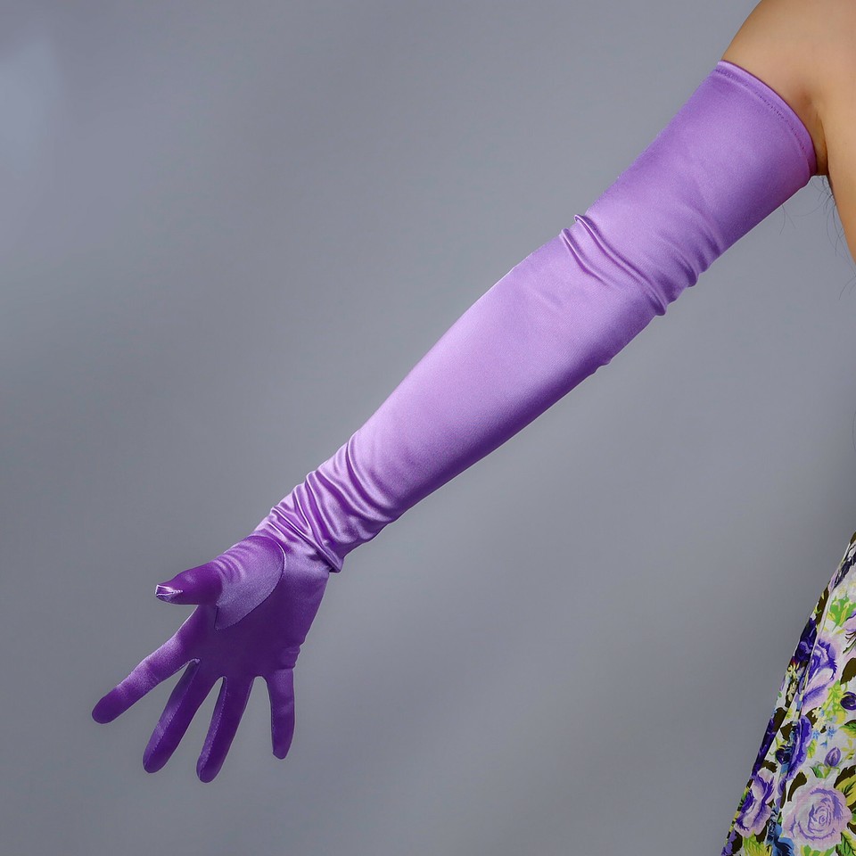SATIN GLOVES Stretch Silk Opera Evening Extra Long 70cm 28' Hepburn ...