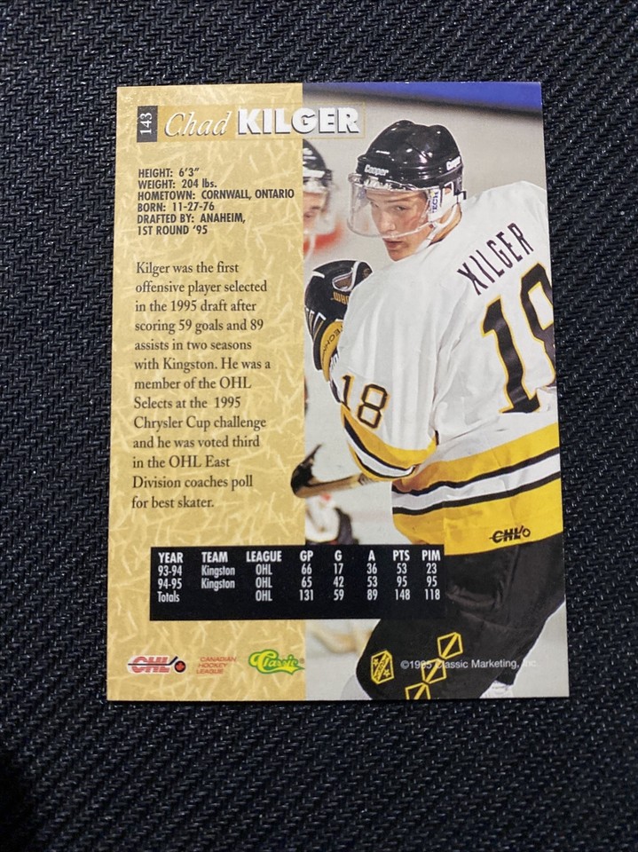 1995-96 Classic 5-Sport #143 Chad Kilger Rookie Autograph Mighty Ducks ...