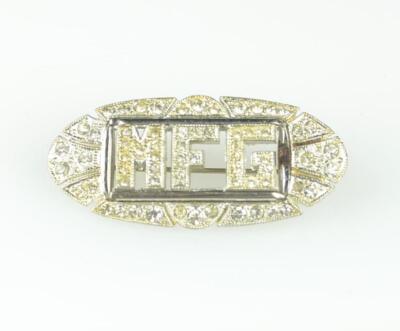 VINTAGE ESTATE BROOCH PIN - ART DECO STYLE RHINESTONE INITIAL PIN - MFG ...