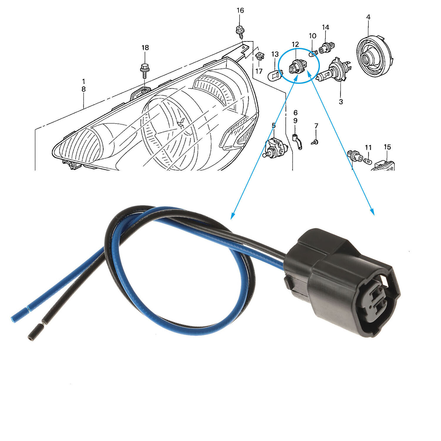 33303-SAA-003 Signal Lamp Socket Connector Harness For 2016-2017 Honda ...