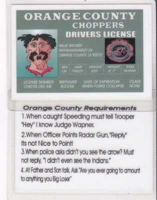 fun Motorcycle CHOPPER drivers License fake id card | eBay