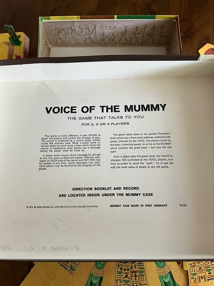 Vintage Voice Of The Mummy Board Game 1971 COMPLETE Red Jewels Edition ...