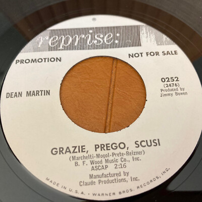 LA GIOSTRA PROMO GRAZIE PREGO DEAN MARTIN VINYL 45 RECORD 7" WHITE ...