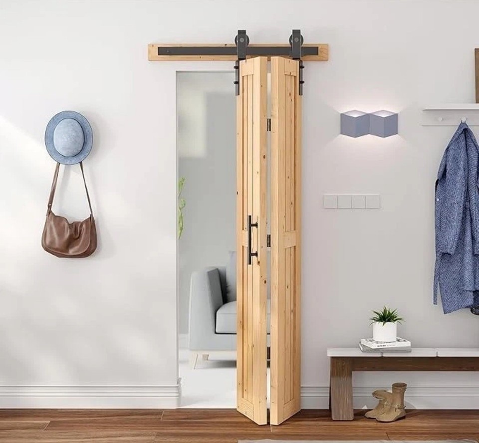 SANKEYTEW 213x76CM Folding Sliding Door Bifold Barn Door Solid ...