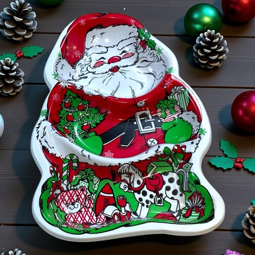 VTG 70s Santa Claus Plastic Christmas Divided 3 Section Candy/Serving ...